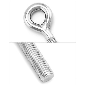 QWORK M10 Eye Bolt Ring Bolts, 10 Pack Heavy Duty Stainless Steel Shoulder Lifting Ring Threaded Eyebolts, Welded Closed Screw Rod Eye Screw Bolts