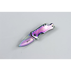 Small Colored MTech Style Pocket Knife Spring Asissted (Ti-Rainbow)