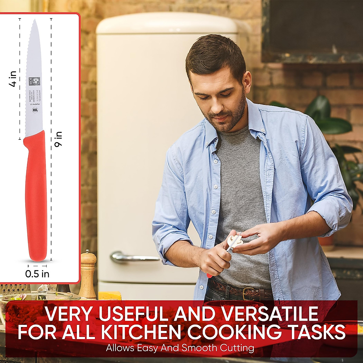 Light 'n' Mighty Paring Knives Set – Serrated Paring Knife Set of 6 – Stainless Steel Kitchen Paring Knives – Small Kitchen Knives for Meal Prep – 4-inch Blade Sharp Paring Knives