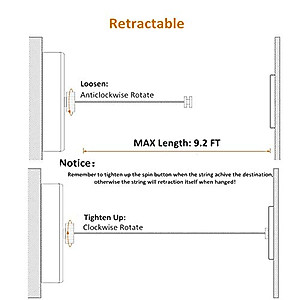 JOOM Retractable Clothesline Stainless Steel Heavy Duty 9Feet(MAX) for Hanging Drying in Bathroom Laundry Hotels, Chrome Finish,Round Style (Round B, Black)