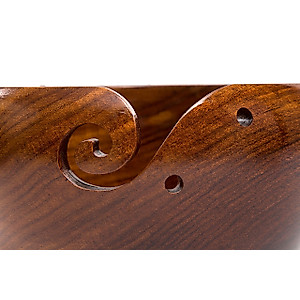 Eunoia Wooden Yarn Bowl Holder | Handmade Knitting Wool Storage Basket with Holes for Knitting, Crocheting, Home & Garden Arts, Crafts & Sewing | Free Wood Crochet Hook & Travel Bag - 8" x 4"