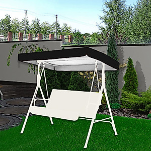 ikasus Outdoor Patio Canopy Swing Chair Cover, Replacement Canopy for Swing Outdoor Oxford Cloth Waterproof Top Dust Rain Proof Cover for Patio Swing Garden Swing Outdoor Black (Top Cover,65 x 45)