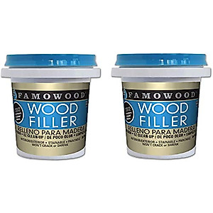 FamoWood 40042126 Latex Wood Filler - 1/4 Pint, Natural (Тwo Рack)