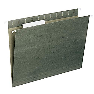 Smead Hanging File Folder with Tab, 1/3-Cut Adjustable Tab, Letter Size, Standard Green, 25 per Box (64035)