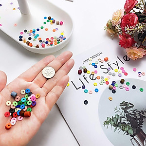 COIRIS 3400 Pcs Vinyl Heishi Beads Environmental Handmade Polymer Clay Spacer 6mm Disk Flat Beads for Surfer Chocker Necklace Bracelet Earrings Jewelry Making(RT-5 Mix-6)