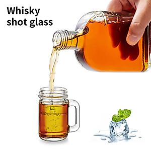 eispap Mini Mason Jar with Handles,1.7oz/50ml,Premium Shot Glasses with Leakproof Lids for Drink,Dessert,Condiments,Jams,Candle,Craft (12)