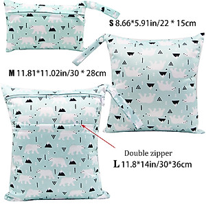 YOKIOU 9pcs Wet Dry Bags for Diaper Waterproof Reusable with Zipper, Cloth Diaper Unicorn Wet Dry Bags for Travel, Daycare, Beach, Pool, Stroller, Diapers(pink, blue)