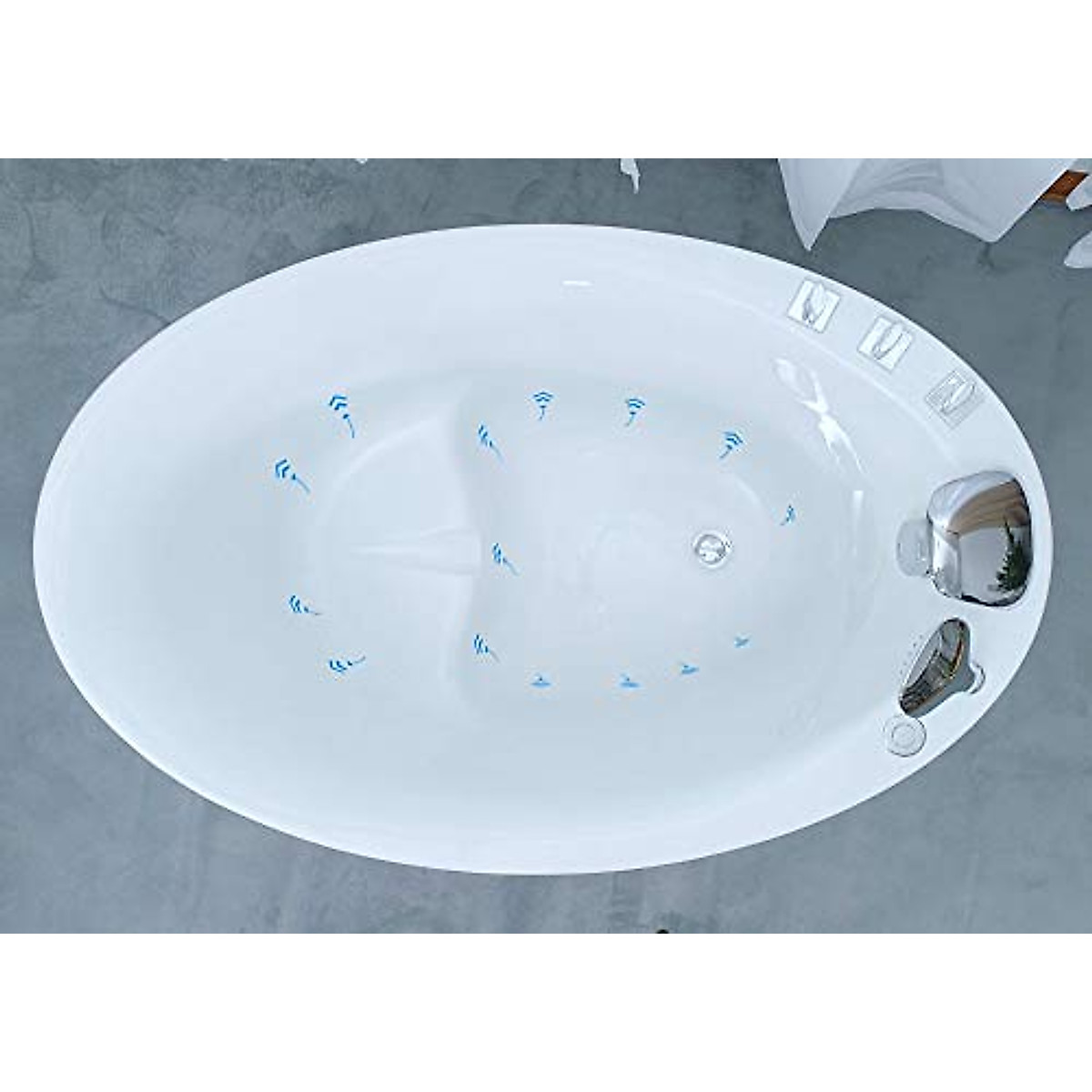 Empava 48 Inch Acrylic Luxury Freestanding Bathtub Hot Whirlpool Soaking SPA Air Massage Tub with Faucet and Knobs and Shower Head