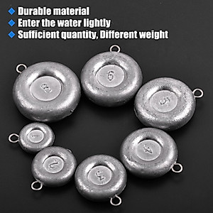 OROOTL Fishing Sinkers Disc Weights Coin Sinkers Weights Saltwater Surf Fishing Weights Flat Fishing Sinkers and Weights Catfishing Gear Tackle Kit 8oz 6oz 5oz 4oz 3oz 2oz 1oz