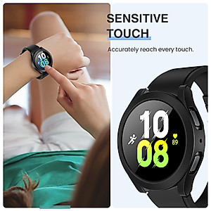 Tensea [2Pack] for Samsung Galaxy Watch FE 2024/5 2022/4 2021 Screen Protector Case 40mm Accessories, Protective Face Cover for 40 mm, Hard Bumper Built-in Tempered Glass Film for Women Men