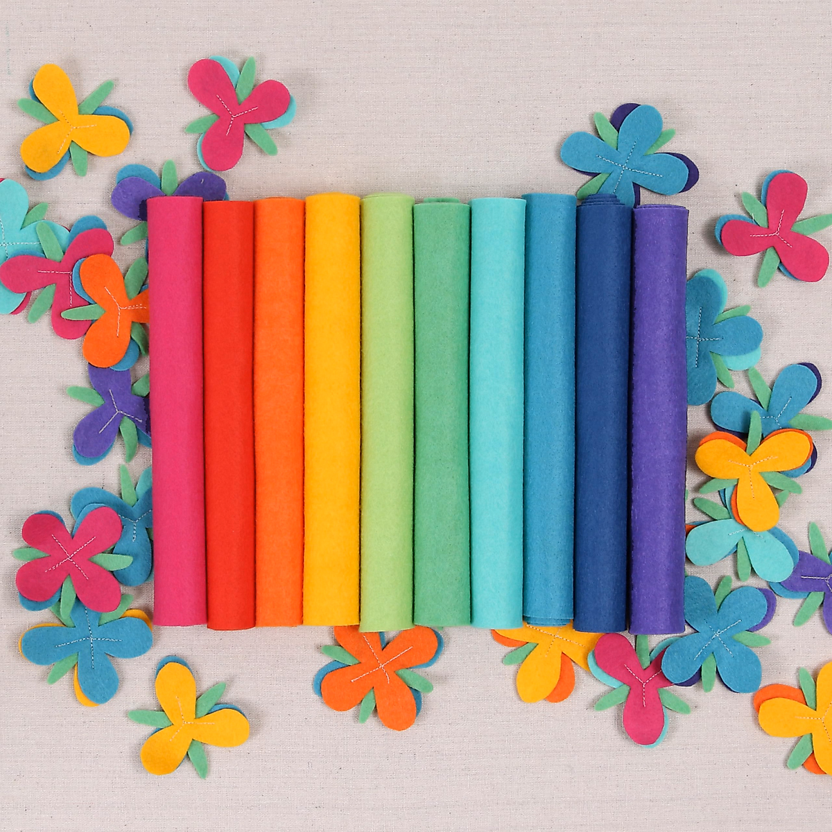 Wool Felt, 10 pcs 9"x12" in Bright Colors, 1 mm Thick, Soft & Pliable, Wool Blend Felt, Bright Side 9"x12"