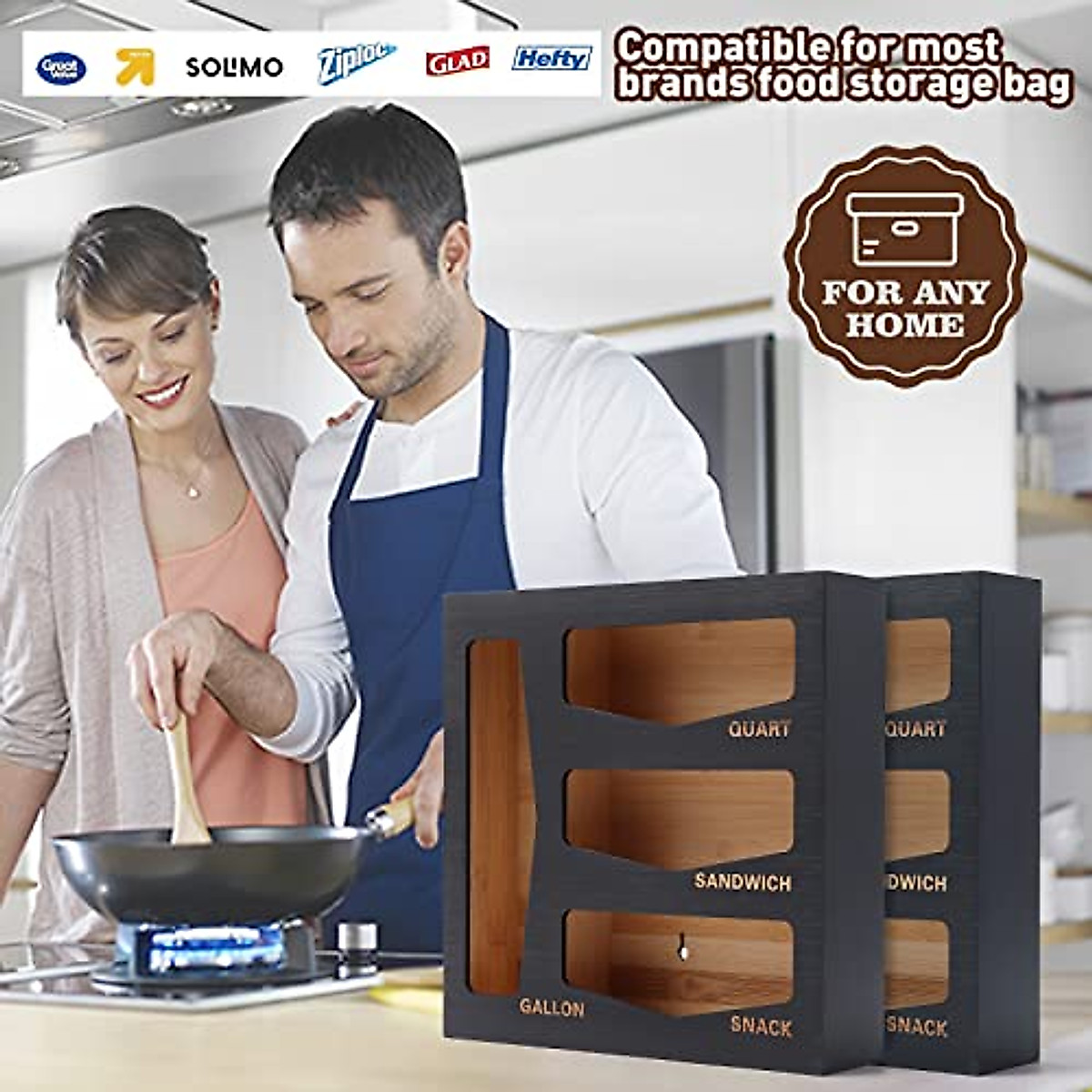 Mohoeey Ziplock Bag Storage Organizer for Kitchen Drawer, Suitable for Gallon, Quart, Sandwich and Snack Variety Size Bag-Black