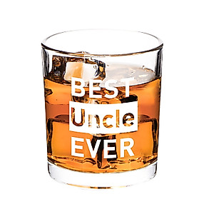 Best Uncle Ever Whiskey Glass, Funny Dad Gift for Him Uncle Dad Grandfather Husband, Special Uncle Rock Glass for Father’s Day Birthday Christmas Retirement, 10 Oz