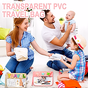 Remerry 4 Pack Chenille Letter Bag Clear Monogram Cosmetic Makeup Bag Travel Snack Beach Stuff Patch Pouch Preppy Gifts for Women Girls(Pink, Beige, Purple, Blue, Novel)