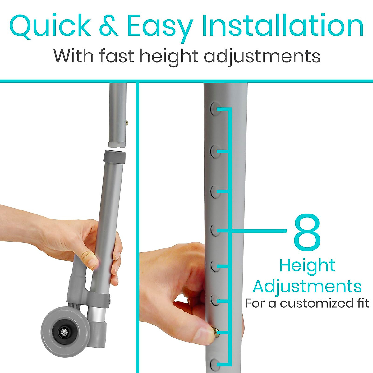 Vive Walker Wheels with Brakes - Mobility Aid Equipment for Seniors - Replacement Parts for Back Stability Safety - 3 Inch Rear Glide Rubber Wheel - Swivel/Lock Universal Adjustable Design