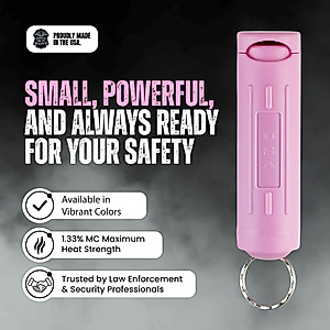 Police Magnum Personal Safety Alarm & Pepper Spray Combo Self Defense Pack for Women- Loud 135db Siren with Light & Max Strength Flip Top Pepper Spray Protection (Pink)