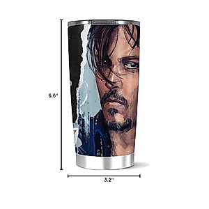 Stainless Steel Insulated Tumbler 20oz johnny Wine depp Hot Coffee Tea Cold Iced Funny Travel Cups Mugs for Men Women