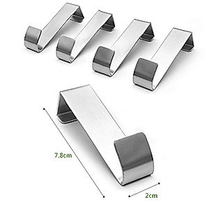 Woooow Pack of 4 Stainless Steel Reversible Over Door Cabinet Drawer Hooks Office Kitchen Towel Coat Hooks Rack, Silver