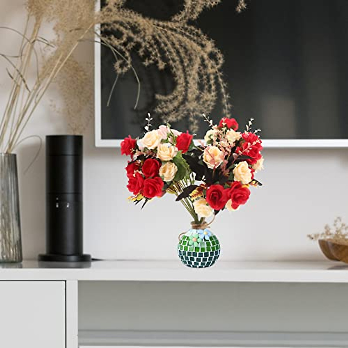 FOMIYES Home Decor Decor Decor 1 Set of DIY Handmade Flower Vase Dried Flower Mosaic Vase Mosaic Tiles Crafts Table Centerpiece Vase Mosaic Making Supplies for Kids Adults DIY Crafts Green Home