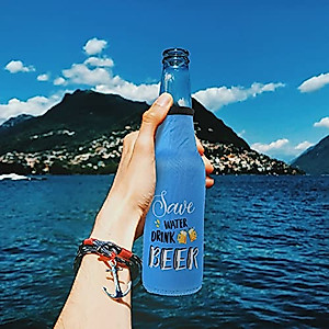 Summer Beer Bottle Insulator Sleeve with Zipper Neoprene Insulated Bottle Jackets Keep Warm and Cold Beer Bottle Sleeves with Stitched Fabric Edges for Party (12 Piece, Bright Style)