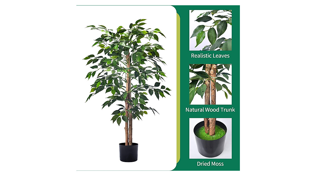 HAIHONG 4FT Faux Ficus Tree - Realistic Indoor/Outdoor Decor