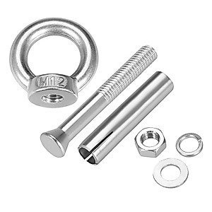 uxcell M12 x 100 Expansion Eyebolt Eye Nut Screw with Ring 304 Stainless Steel Raw Bolts 2 Pcs