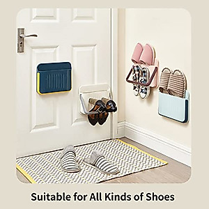 ESUDNT RV Shoe Storage Wall Mounted Shoe Rack Hanging Shoe Organizer Hanger for Door, Camper,5th wheel, Trailer (2 Pack, Creamy-white, Double Layer)