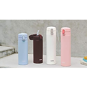 Thermos FJM-450 WH Water Bottle, Vacuum Insulated Straw Bottle, 15.2 fl oz (450 ml), White, Cold Insulation Only