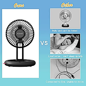 Alioth Portable Desktop Table Fan , Foldable with Base, 3 Speeds Super Quiet Personal Cooling Fan for Desktop Office Travel(Black)