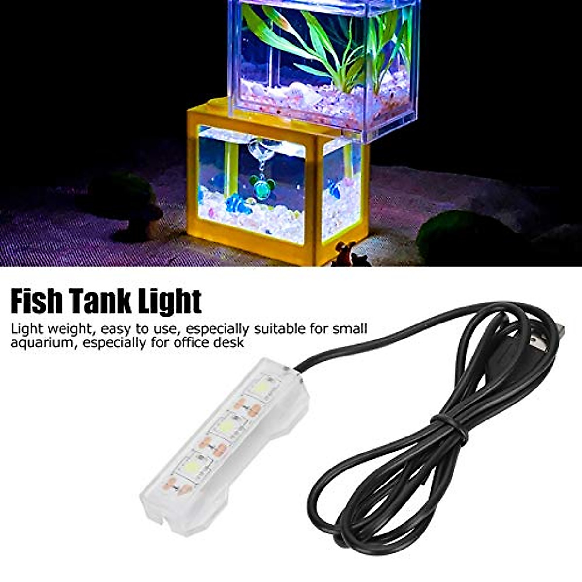 GLOGLOW Aquarium Light, Soft USB Small Aquarium Water Plant Light Light Weight Desktop Fish Tank Mini Decoration LED Lamp 6x2cm/2.4x0.8in