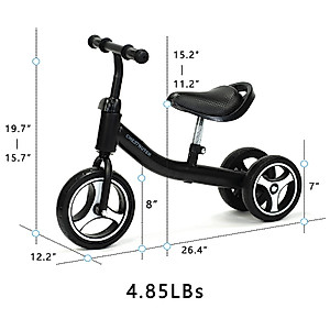 CHESTNUTER Baby Balance Bike, Toy Gift for 1 2 3 Year Old, Sturdy Toddler Balance Bicycle, Best Birthday Gift for 12-36 Months Boy Girl, Indoor Outdoor Kids Riding Toys with 3 Wheels(Black)