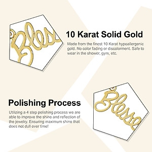 Charm America - Gold Vertical Blessed Charm - 10 Karat Solid Gold