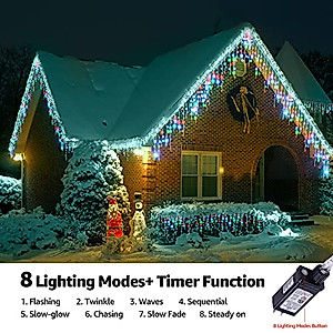 KiflyTooin Led Christmas Lights Outdoor Christmas Decorations Hanging Lights 400LED 8 Modes 75 Drops, Outdoor Indoor Fairy String Lights for Party, Holiday, Wedding Decorations (Red, White, Green)