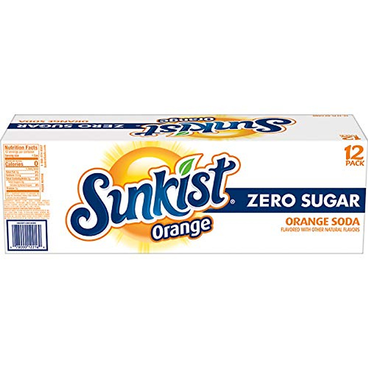 Sunkist Zero Sugar Orange Soda, 12 fl oz cans, 12 pack