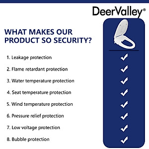 Bidet Seats, DeerValley DV-1S0018 Electronic Bidet Toilet Seat, Smart Toilet Seat with Sensor Seat Heating, Warm Air Dryer, Nightlight, Multiple Wash Methods, Self-Cleaning Nozzle, White