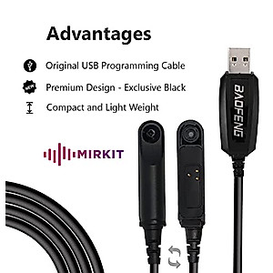 MIRKIT Original Baofeng USB Programming Cable for Baofeng UV-9R BF-9700 A-58 UV-XR UV-5S GT-3WP Plus Handheld ham Radio transceiver Uportable Ham Handheld CB Radio USA Warranty