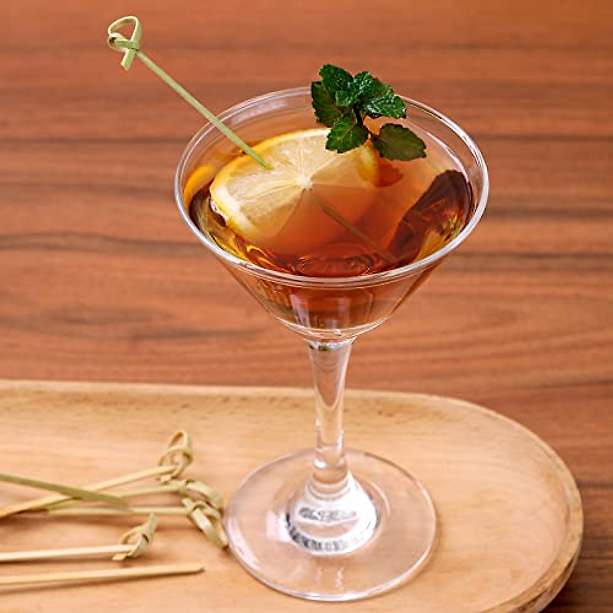 200 PCS Cocktail Picks, 4.7 Inch Toothpicks for Appetizers, Natural Bamboo Knot Skewers, Mini Food Sticks, Fancy Tooth Picks for Drinks,Fruit,Charcuterie,Cocktail Garnish Accessories, Party Supplies