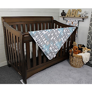 Top Tots Deluxe Baby Blanket - White Bear and Trees, Minky Dot, Grey