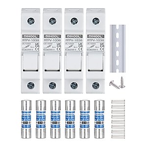 DIHOOL 30 Amp Inline Fuse for Solar Connector, 4pcs Solar fuses Holder, DIN Rail Solar Panel Fuse