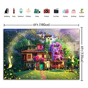 Magic Movie Backdrop Magical Floral House Butterfly Background for Kids Birthday Party Supplies Decorations Movie Poster for Nursery Decor (6X4FT)