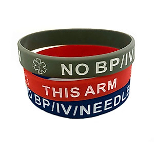 NO/BP/IV Needles This Arm Adult Silicone Bracelets Lot of 3