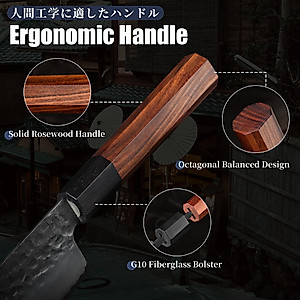 Huusk Knives from Japan, Professional Japanese Gyuto Chef Knife 8 Inch, Hand Forged Kitchen Knives, 3 Layers High Carbon Meat Sushi Knife, Ultra Sharp Cooking Knife with Gift Box