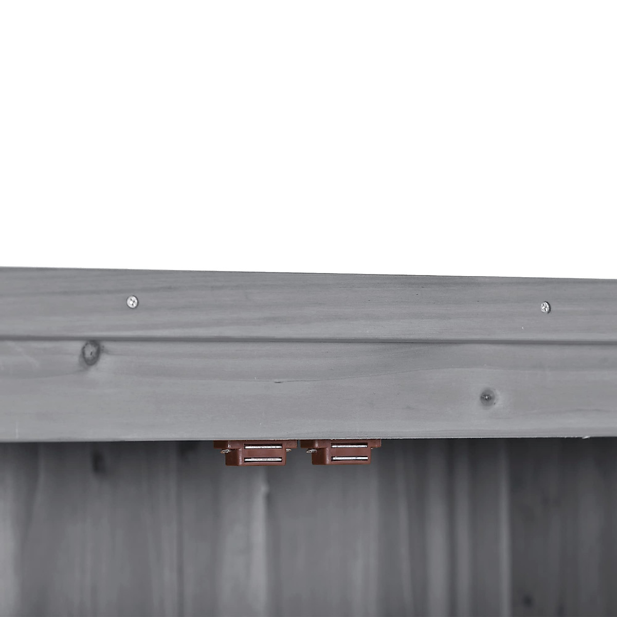 Gray Wooden Outdoor Organizer Lockable Cabinet 3-Tier Storage Solution Ideal Patio Storage Weatherproof Fir Wood Shutter Design