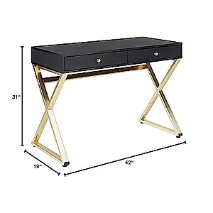 ACME Furniture Acme Coleen Desk, black & Brass Small