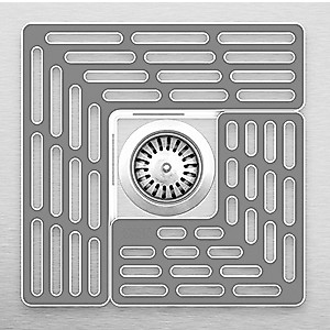 Joseph Joseph SinkSaver Adjustable Sink Protector Mat Two Grid Sections Fits Different Drain Positions Non-Slip, Gray