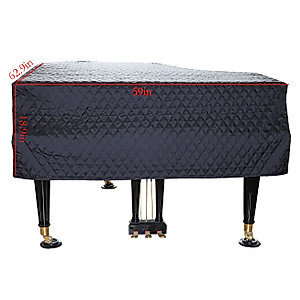 ESYUEL Grand Piano Full Cover Waterproof Moisture-Proof and Dustproof Grand Piano Protective Cover (160cm/62.9in, Black)