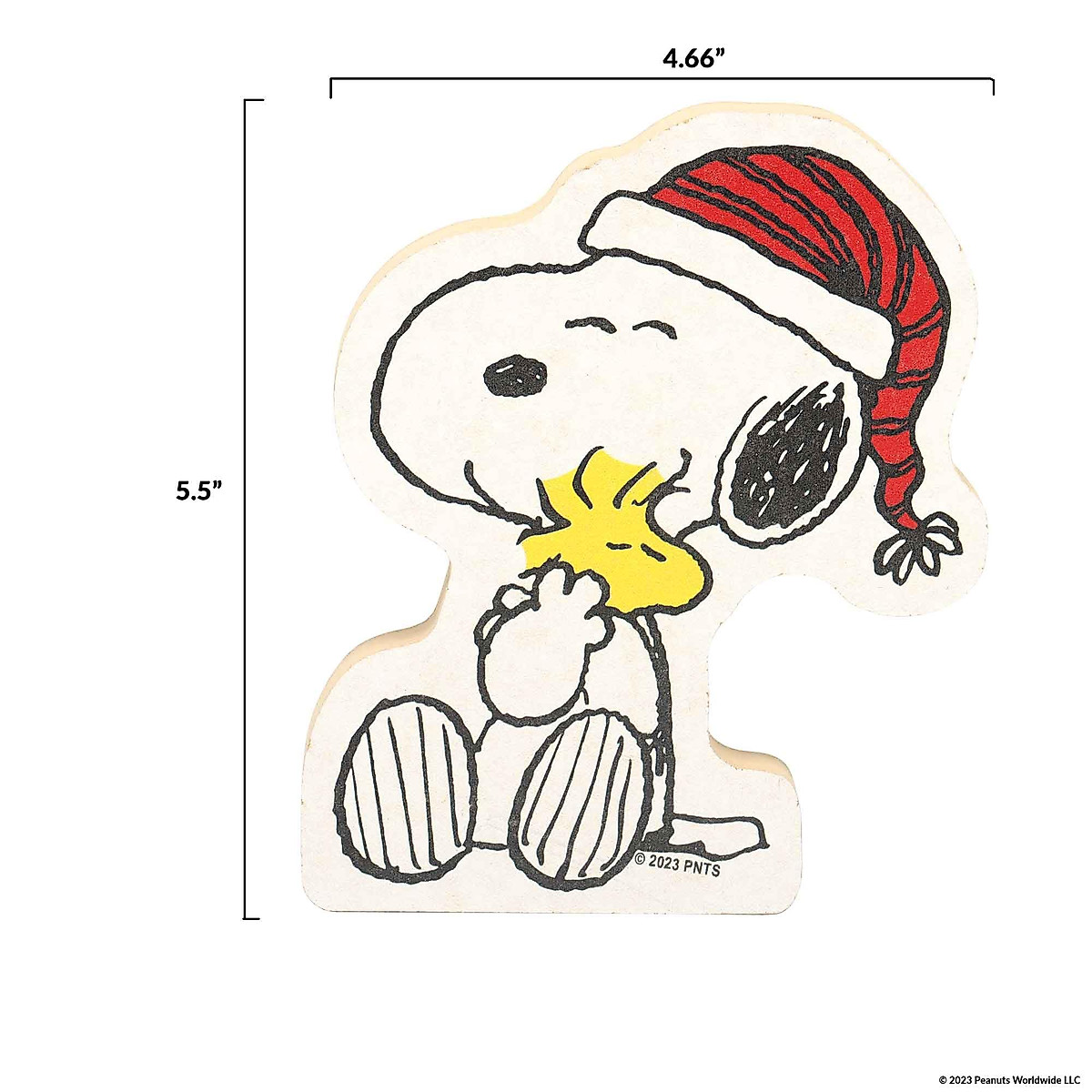 Peanuts Snoopy and Woodstock Warm Embrace Shelf Sitter Decor - Chunky Wood Block Tabletop Decoration for Home or Office