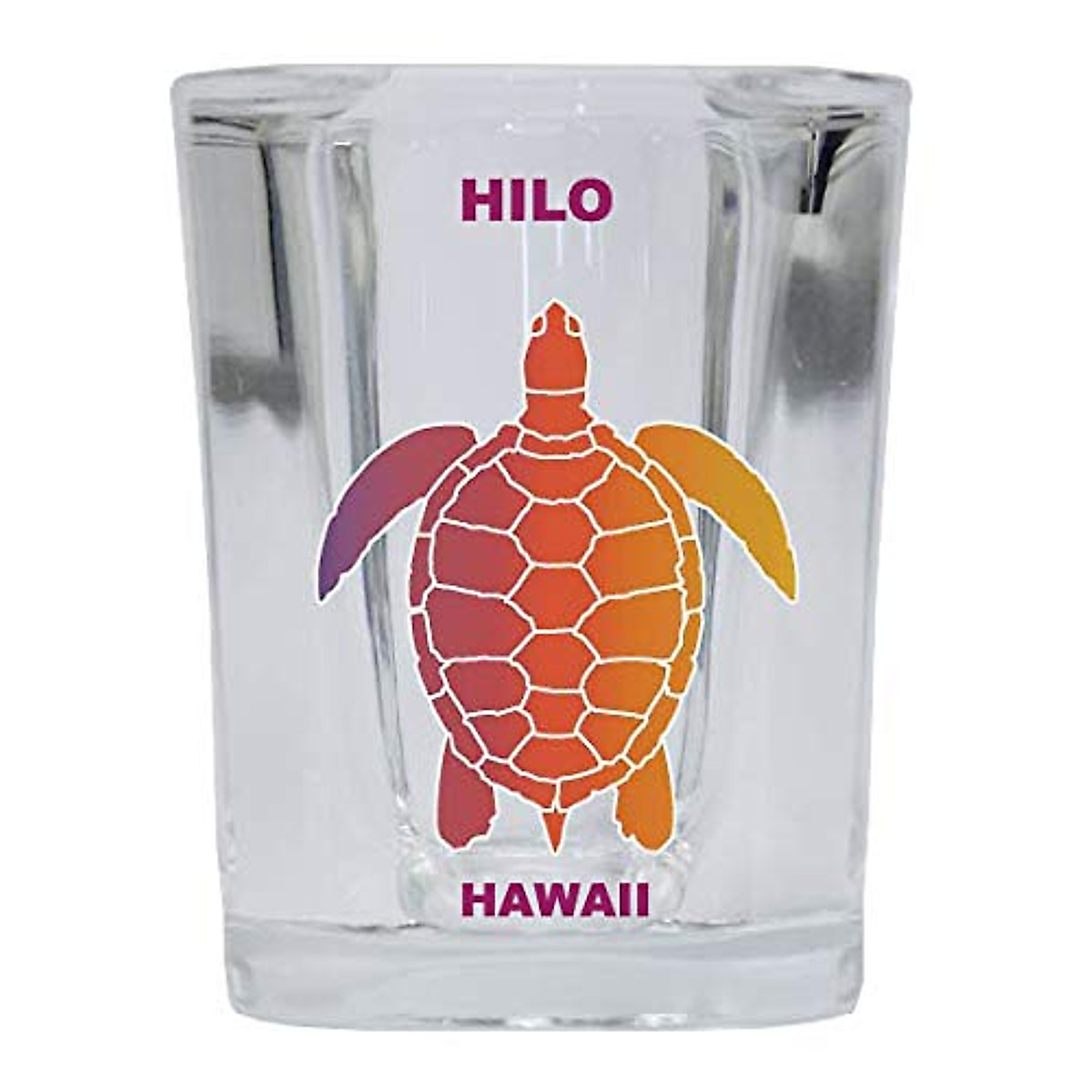 Hilo Hawaii Souvenir Rainbow Turtle Design Square Shot Glass