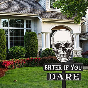 Halloween Yard Sign Outdoor Statues Silhouette Skull Head Yard Signs Outdoor Decorations Stakes Decor Garden Garden Stakes Halloween Yard Art Props Scary Holiday Home Yard Party Supplies