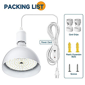 Barrina LED Grow Light Bulb with Timing and Hanging System, 25W Full Spectrum, 4H/9H/14H Timer, Hanging Grow Lights for Indoor Plants with 16.4FT Power Cord, Plug in Pendant Light for Plants